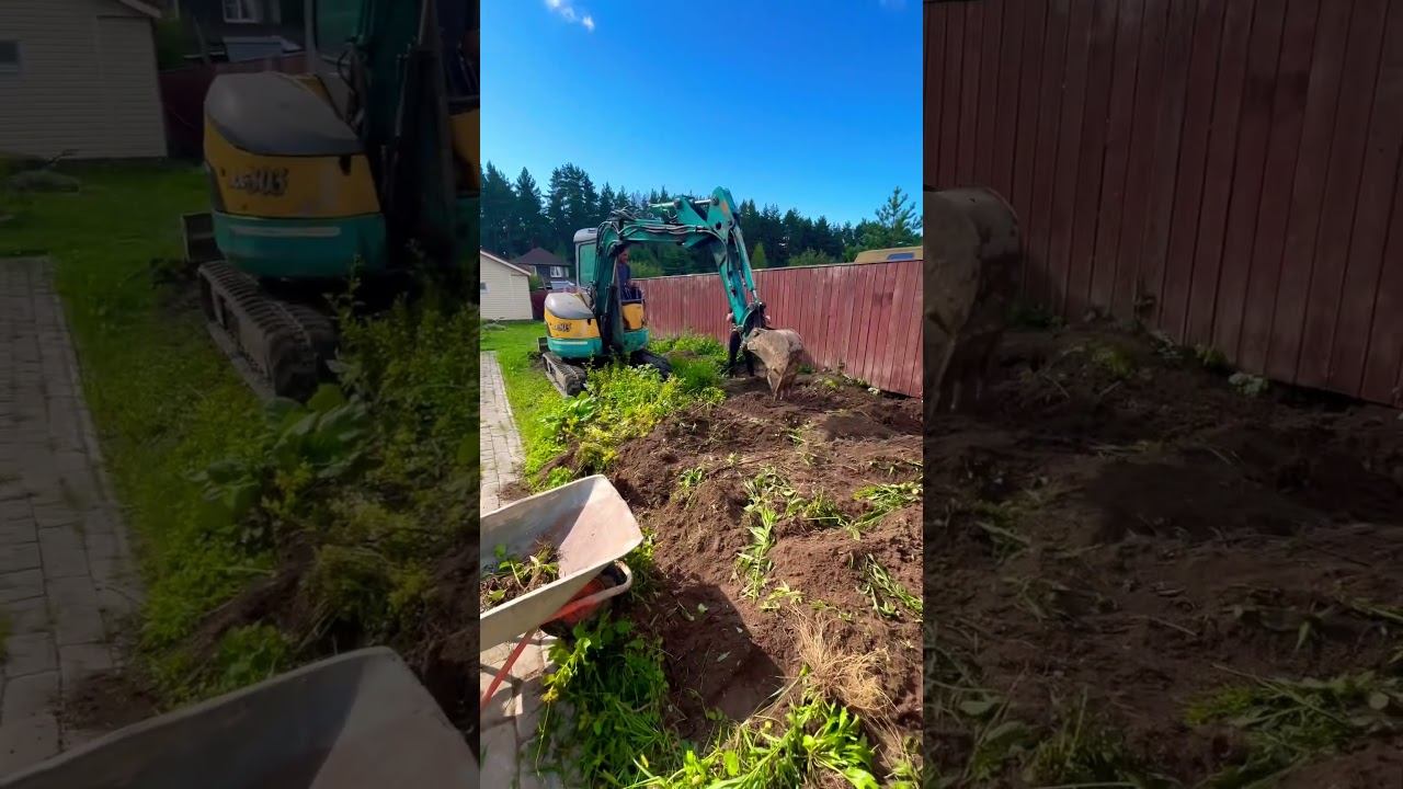 Корчевка пней мини экскаватором #расяистка