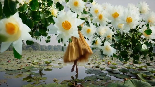 Поздравительная открытка Танец балерины с нарциссами