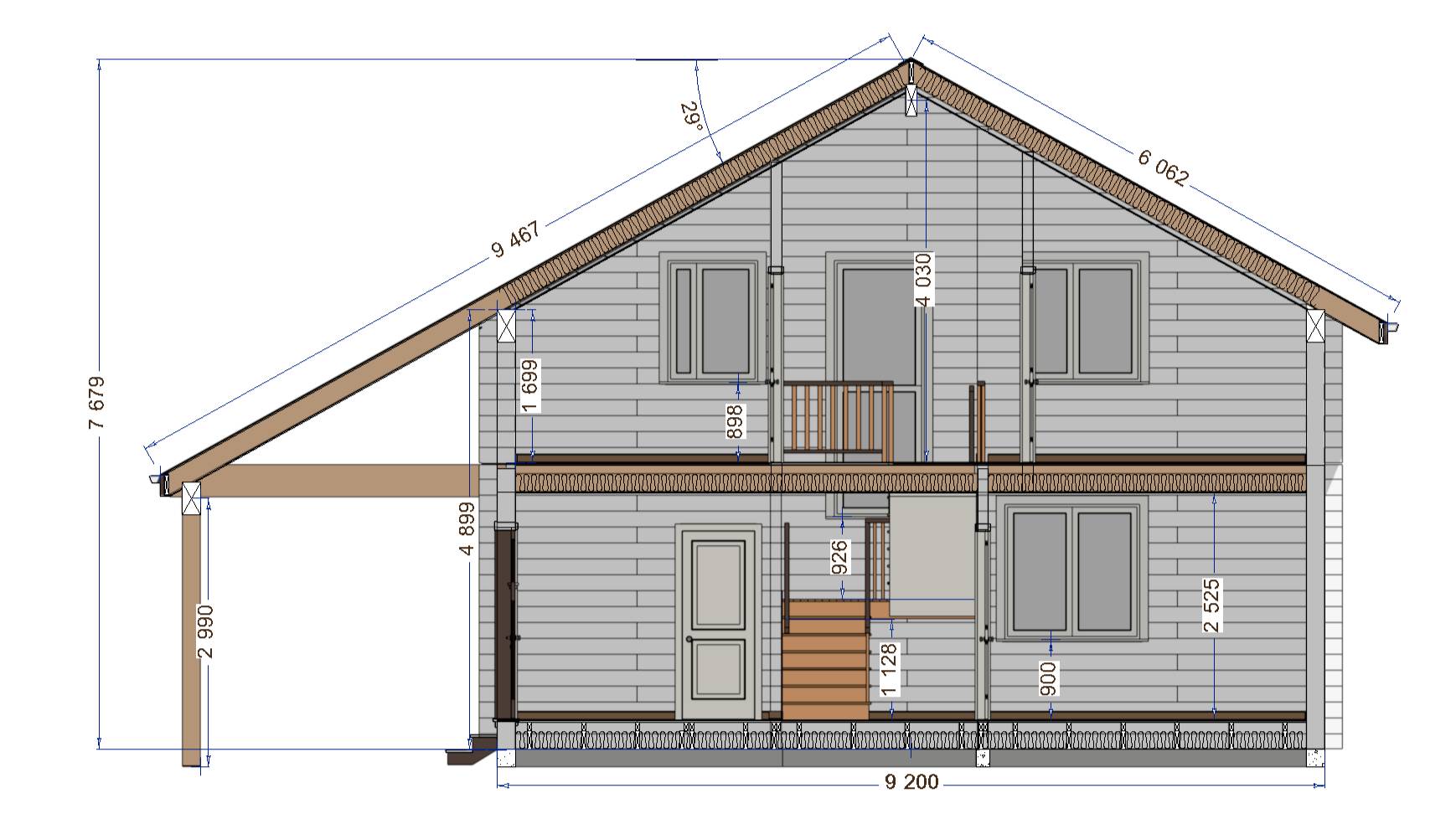 Кд199, Дом из клееного бруса по проекту Кд199