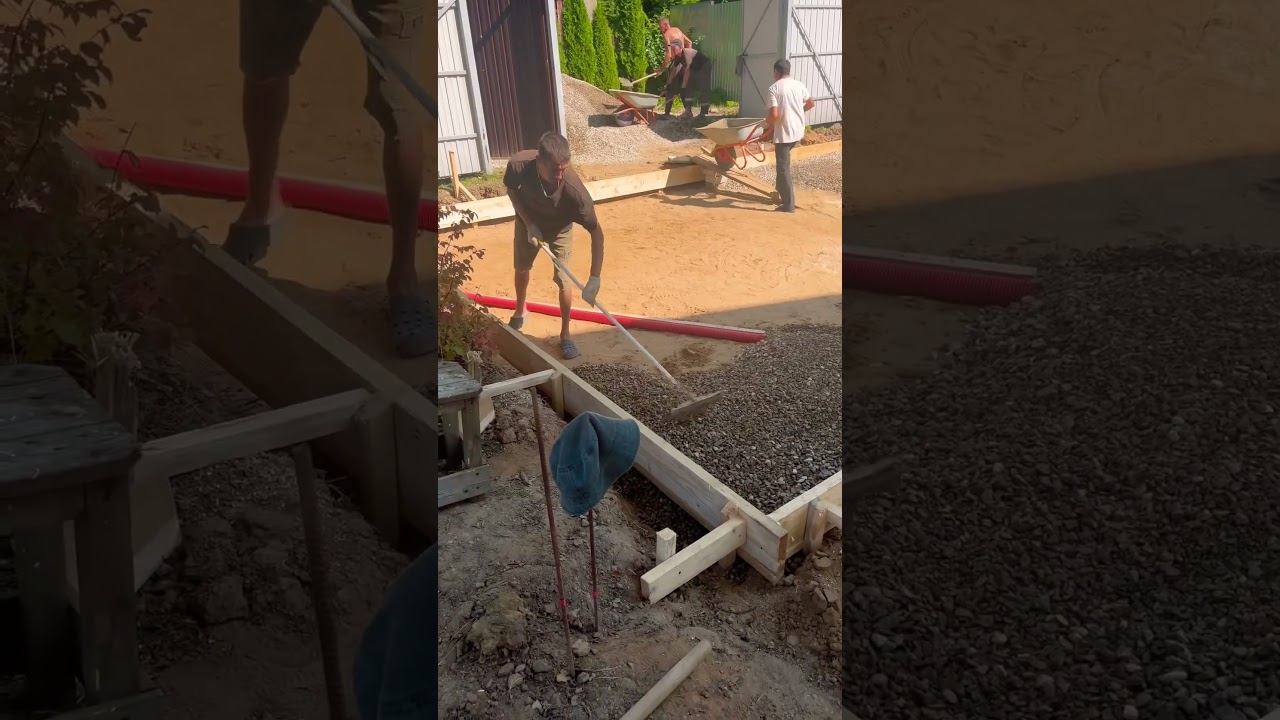 Устройство парковки на участке, готовим основание. #парковка #отмостка #благоустройствоучастка