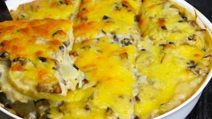 Запеканка с Картофелем и Грибами под Сыром