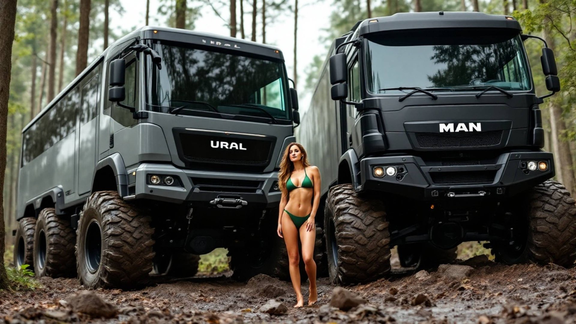 Два автодома Урал и Ман засели в тверском лесу, ч.1