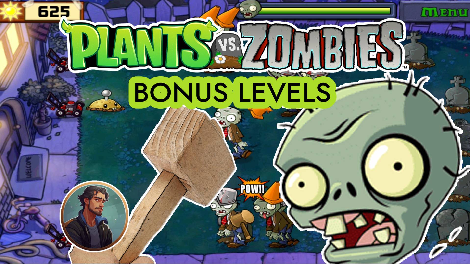 Plants vs Zombies - Whack a Zombie. Убей Зомби | bonus levels (бонусные уровни)