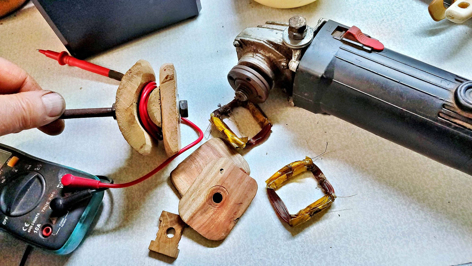 Болгарка, повторная замена обмоток статора.