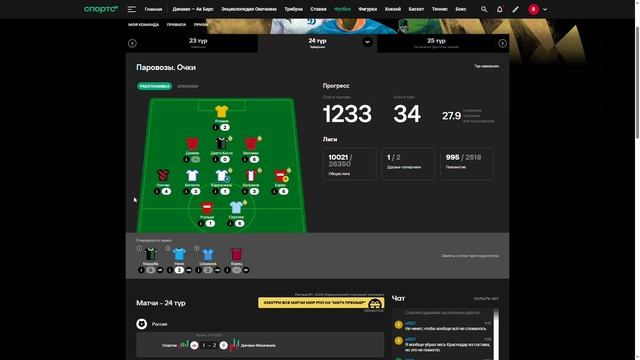 Итоги 24-ого тура. Проиграл другу в туре неудачных прогнозов