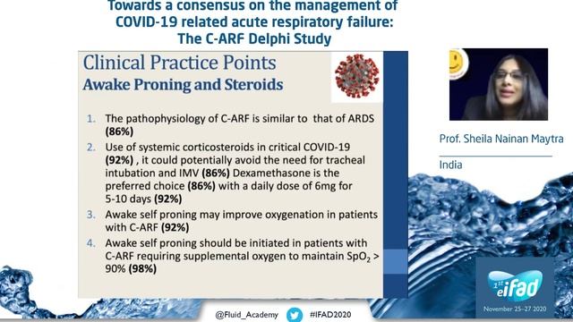 Consensus on management for COVID ARDS (C-ARF Delphi study)Sh N Myatra  (IFAD 2020)
