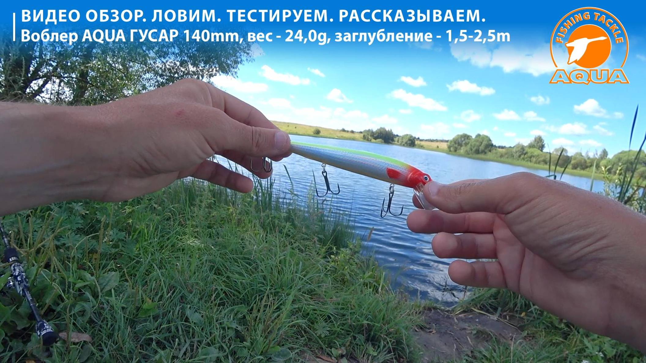 Средне-глубинный воблер AQUA Гусар. Видео обзор