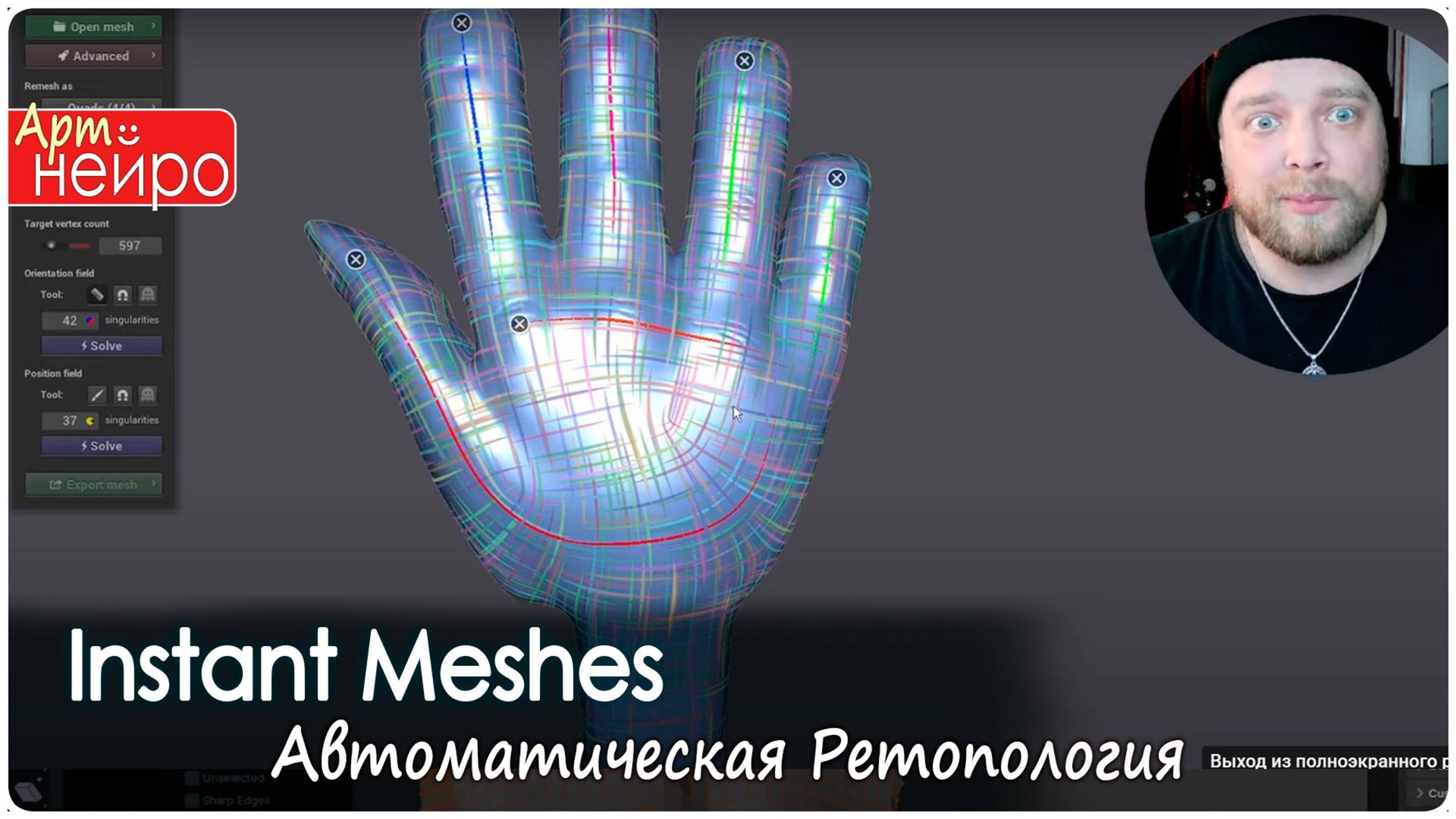Автоматическая Ретопология в Instant Meshes Настраиваем Сетку_(13 янв. 2024)