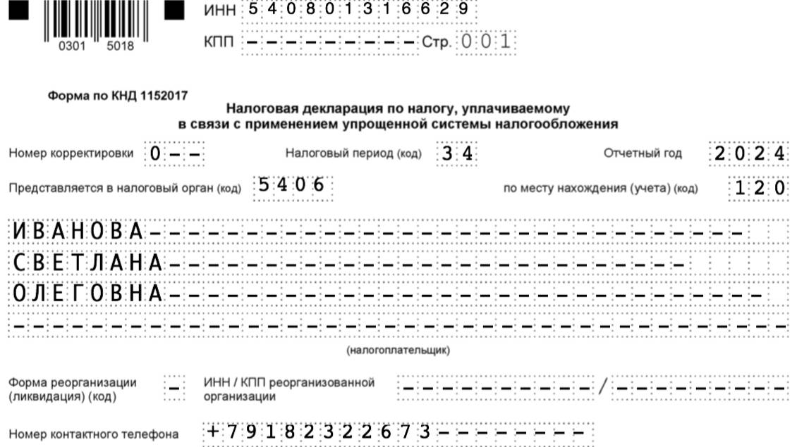 Как заполнить декларацию ИП УСН за 2024 год