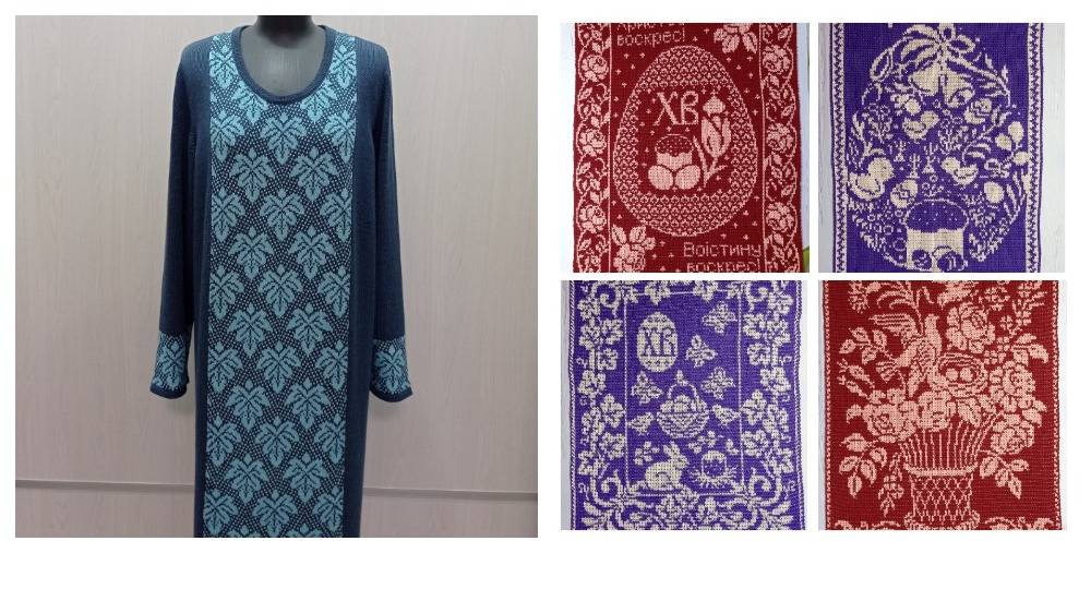 Видео обзор работ связанных на вязальной машине, салфетки двухфонтурным жаккардом к празднику.