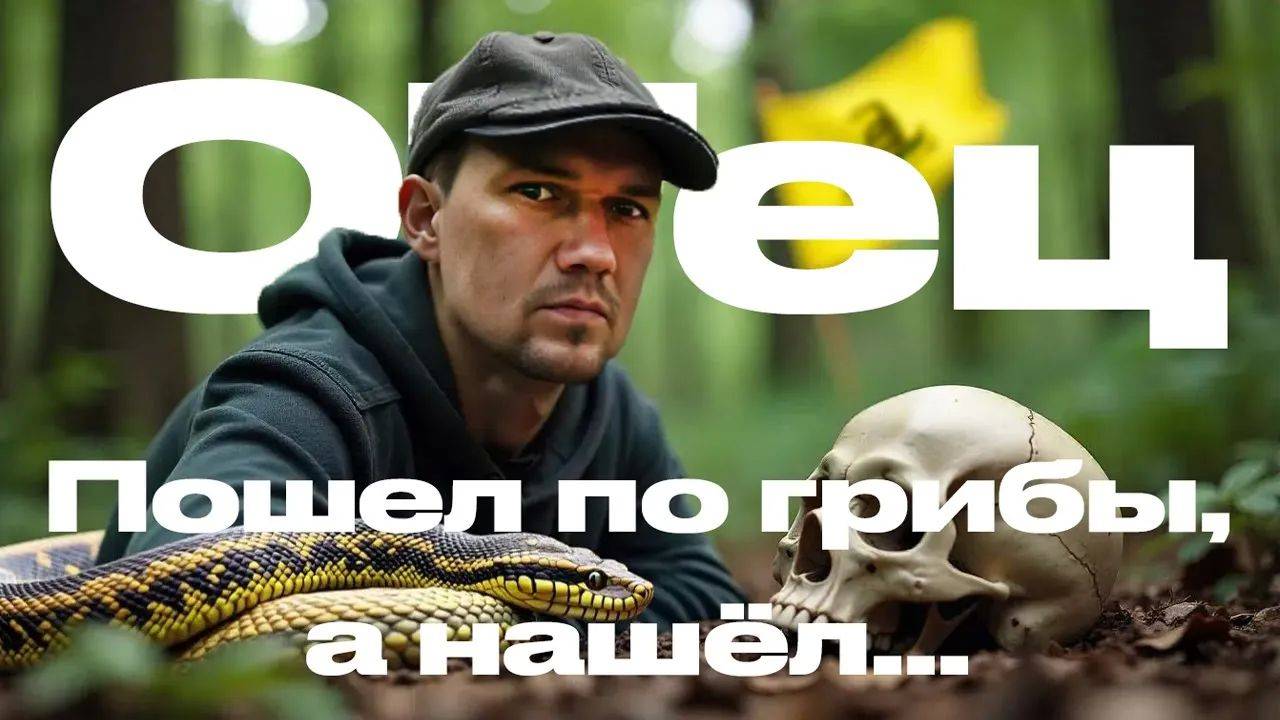 ОТец пошел по грибы, а нашел змею и череп