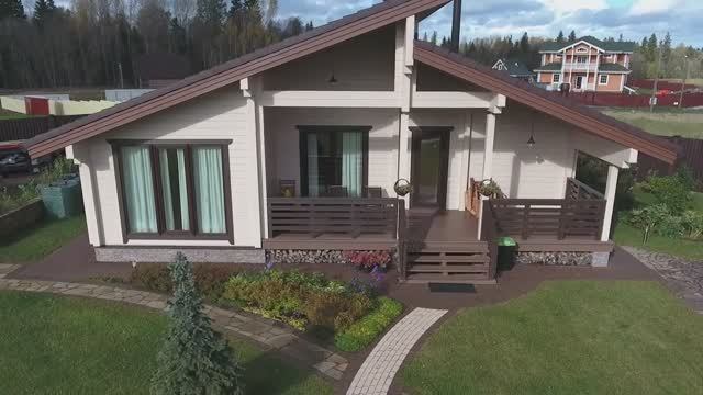 Дом-баня из клееного бруса в современном стиле по проекту М221 в д.Извара