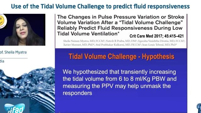 The Tidal Volume Challenge to assess fluid responsiveness S N Myatra  (IFAD 2020)