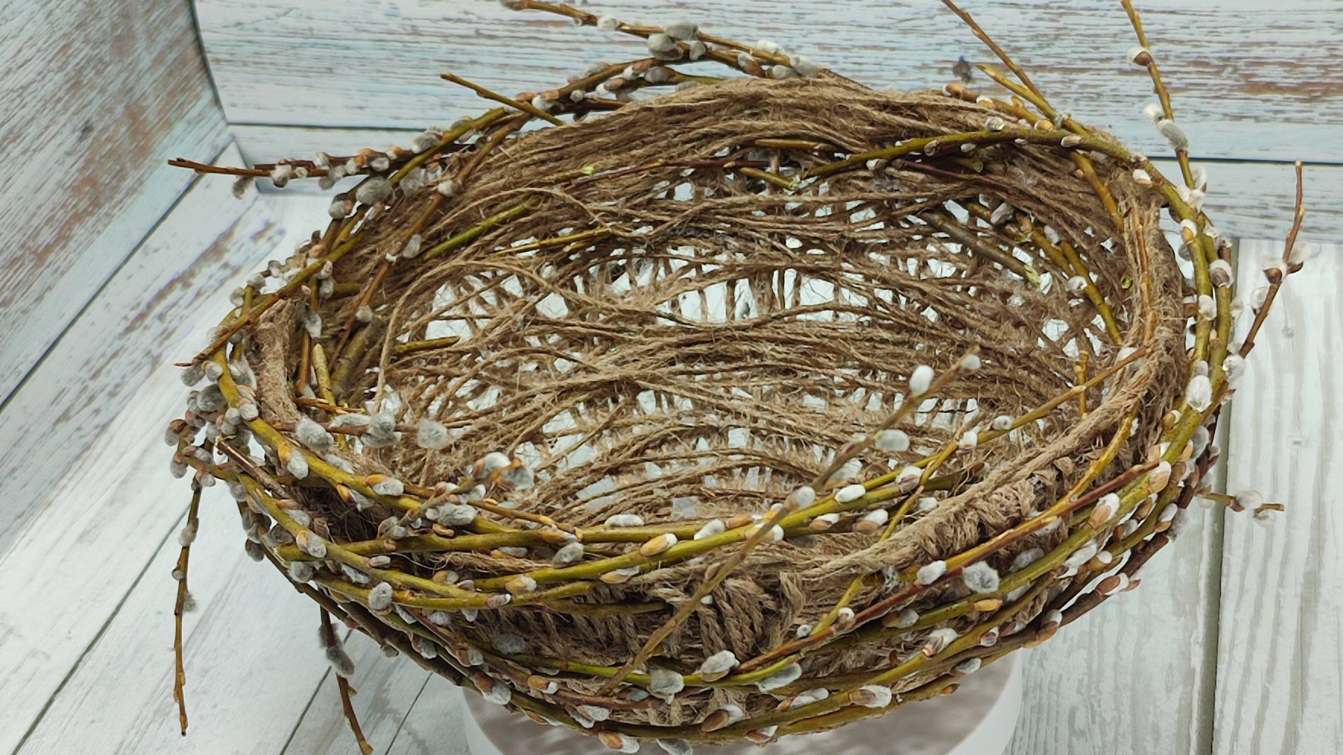 Делаю вазу-гнездо из джута! Быстро и легко.