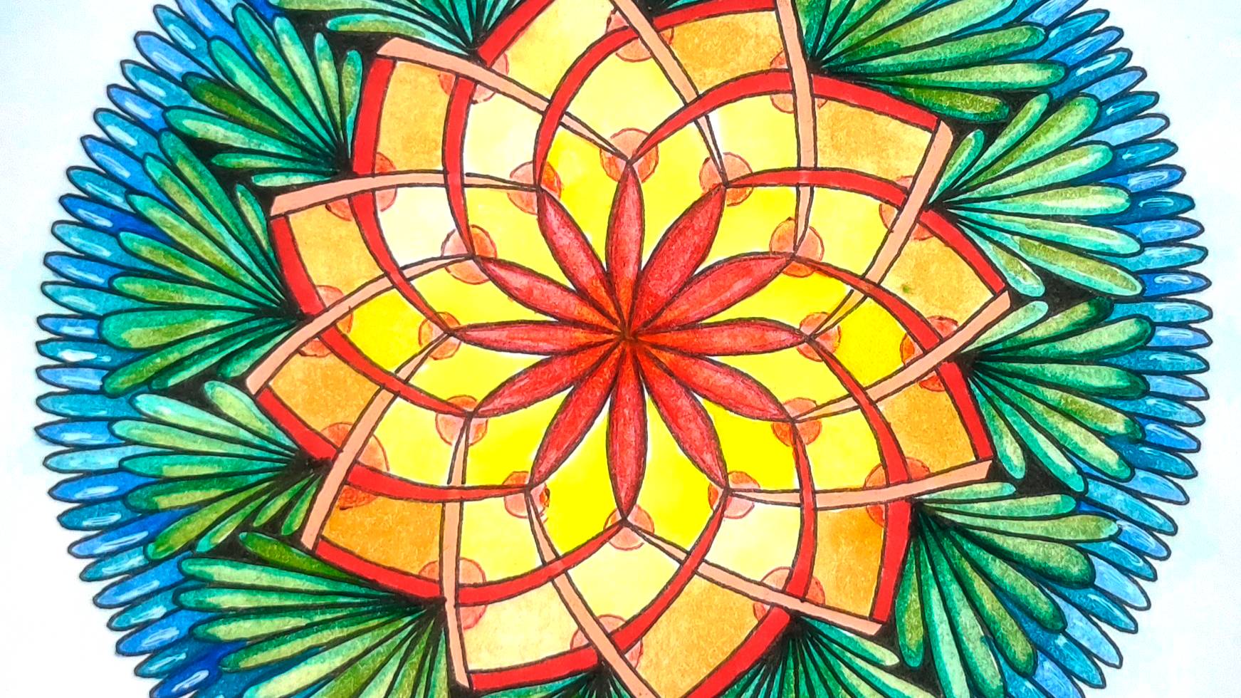 Цветочная мандала акварелью