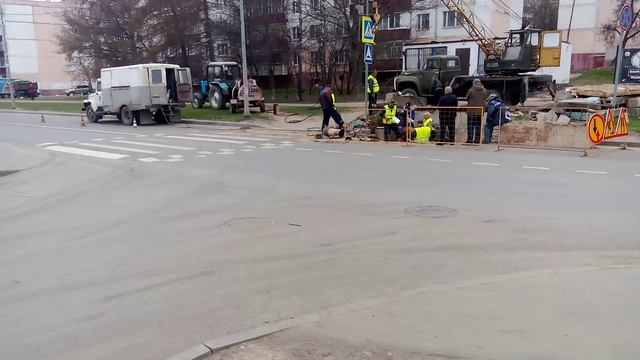 Ремонт труб на дороге (г.Чехов)