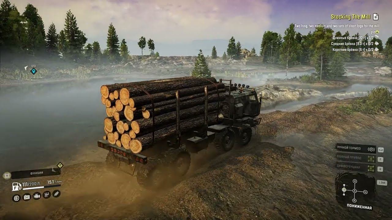 Snowrunner возим лес.тест новой физики управления похожая из мадраннер