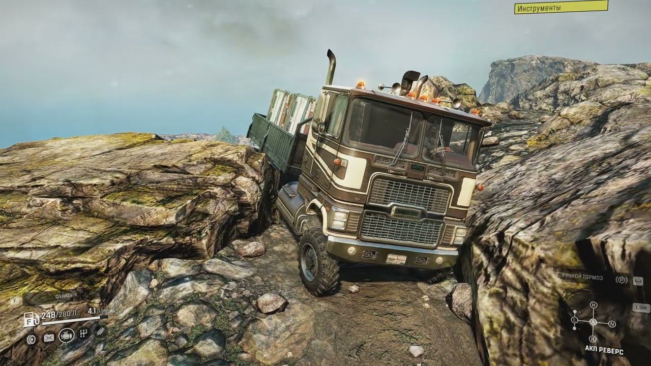 Snowrunner подробный обзор новой физики на шоссейном грузовике по горам