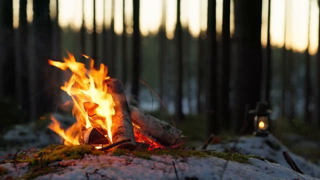 📺 Тихий лесной костер 🔥 Успокаивающие звуки природы и расслабление