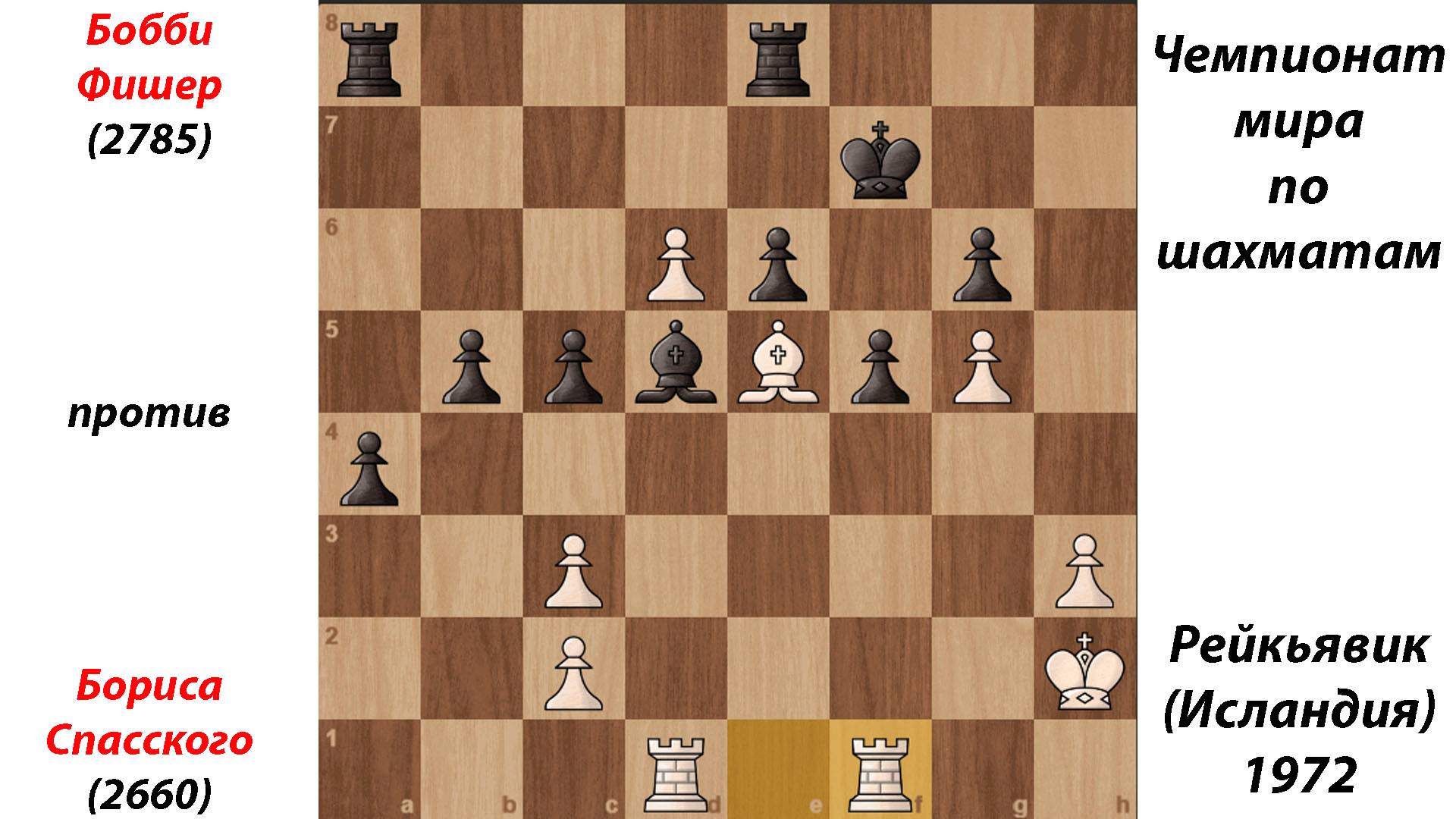 Бобби Фишер против Бориса Спасского. Чемпионат мира по шахматам. Рейкьявик (Исландия), 1972.