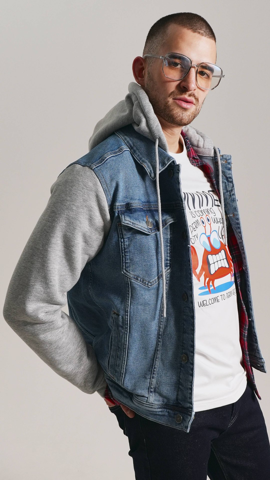 Джинсовка мужская c капюшоном NashLosь | Толстовка+джинса