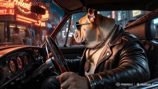 Крутая собака за рулём