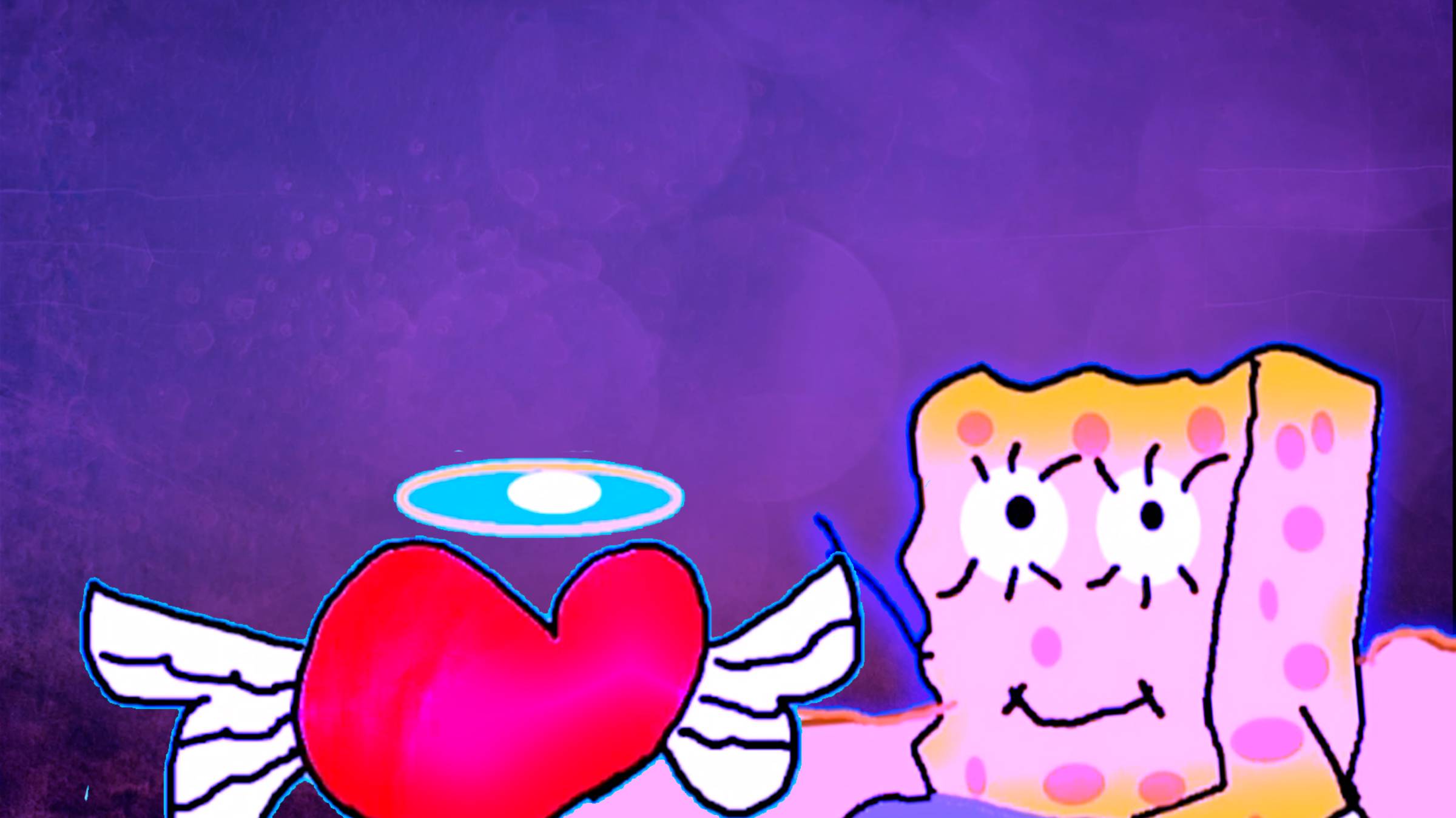 Губка Боб указывает на сердечко в небо. Моменты в Gartic Phone (7)