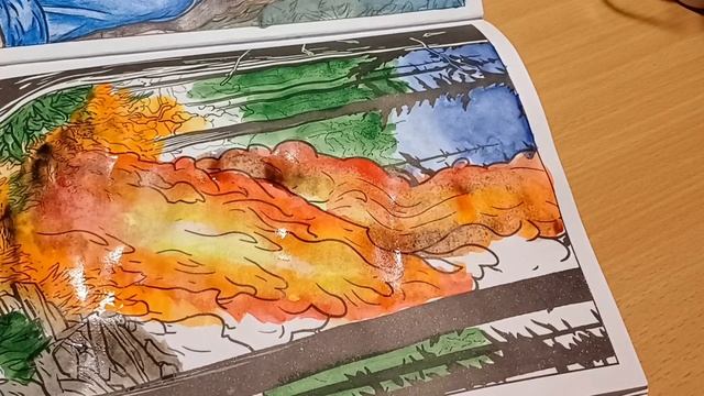 Раскрашиваю огонь в раскраске антистресс