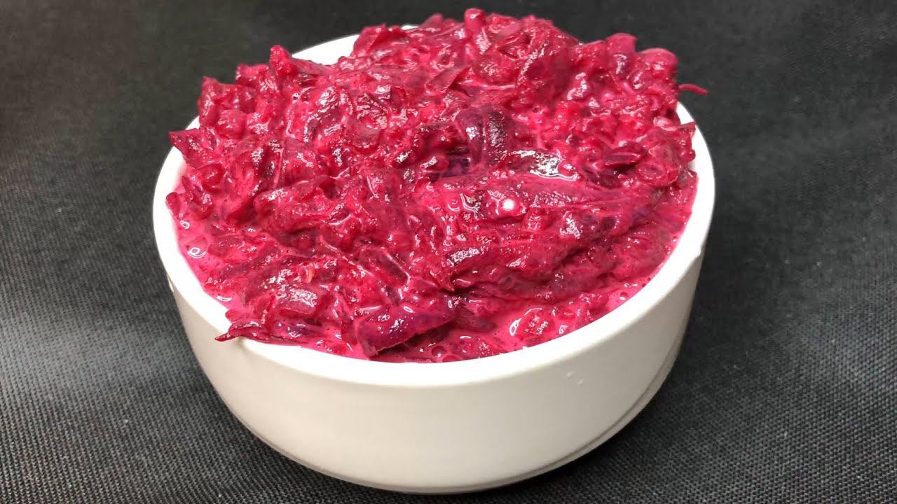 Салат из свеклы с чесноком и майонезом. Быстро, просто и все сыты!