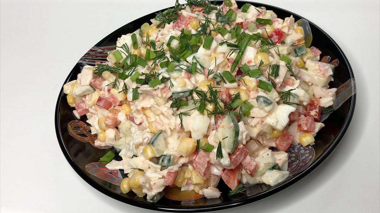 Крабовый салат за 5 минут на праздничный стол! Крабовый салат классический рецепт.