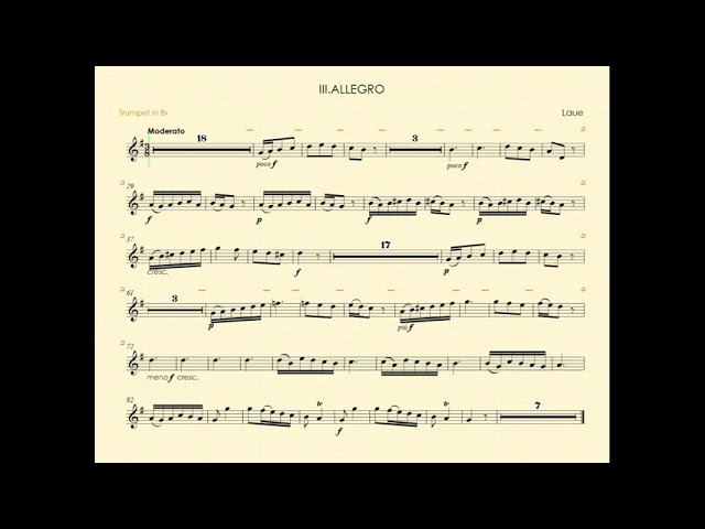 Laue - Trumpet concerto 3 movt. - Piano Backing track for trumpet Bb metronom