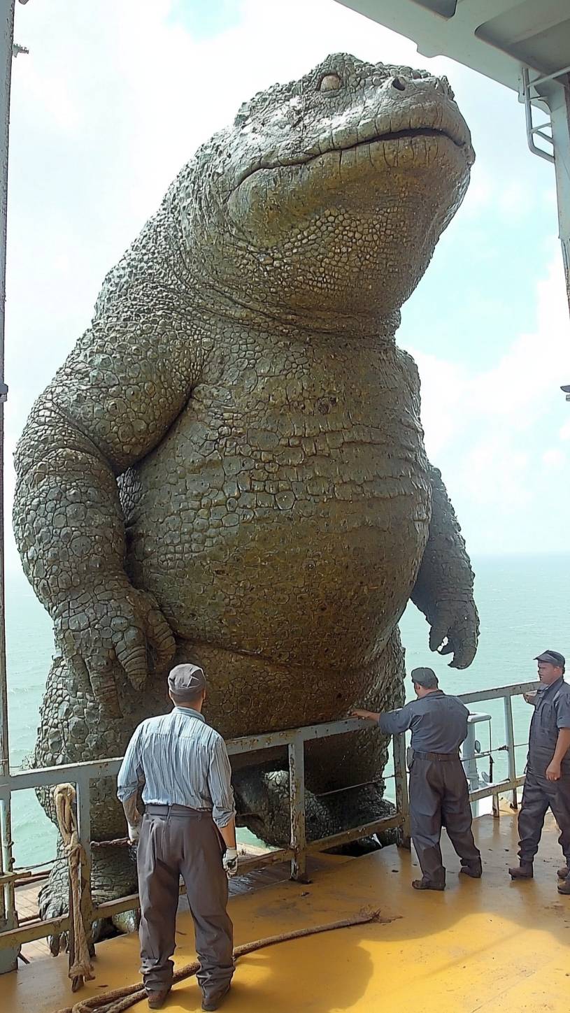 Рыбаки затащили монстра на палубу