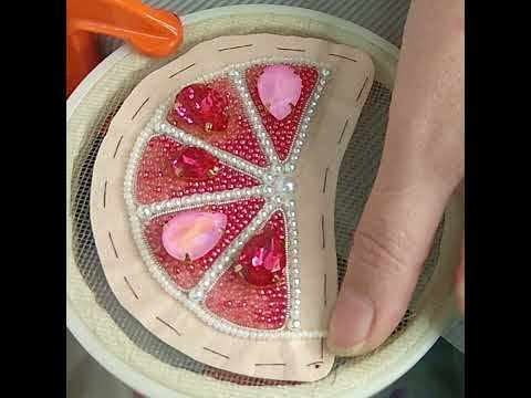 Citrus slice crystal brooches