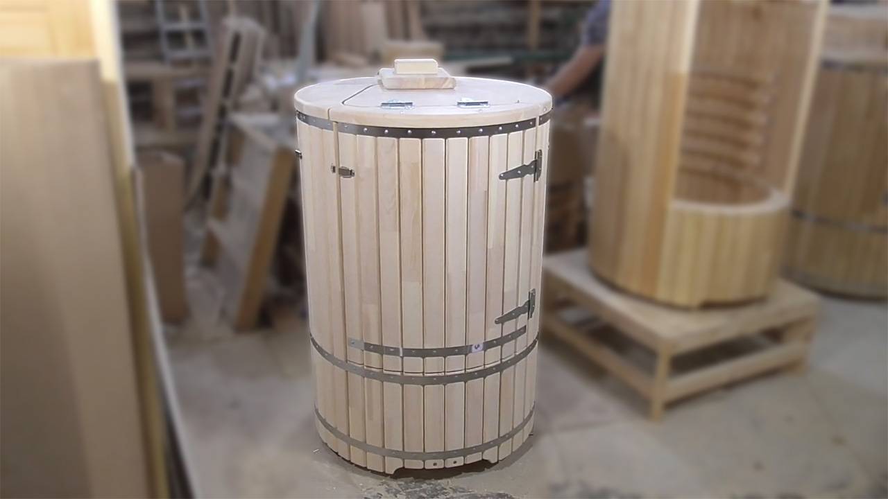 Видеообзор кедровой круглой фитобочки, покрытой масловоском OSMO