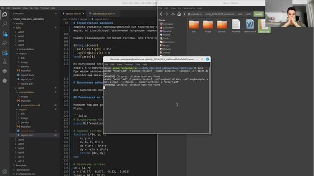 Создание отчета и презентации