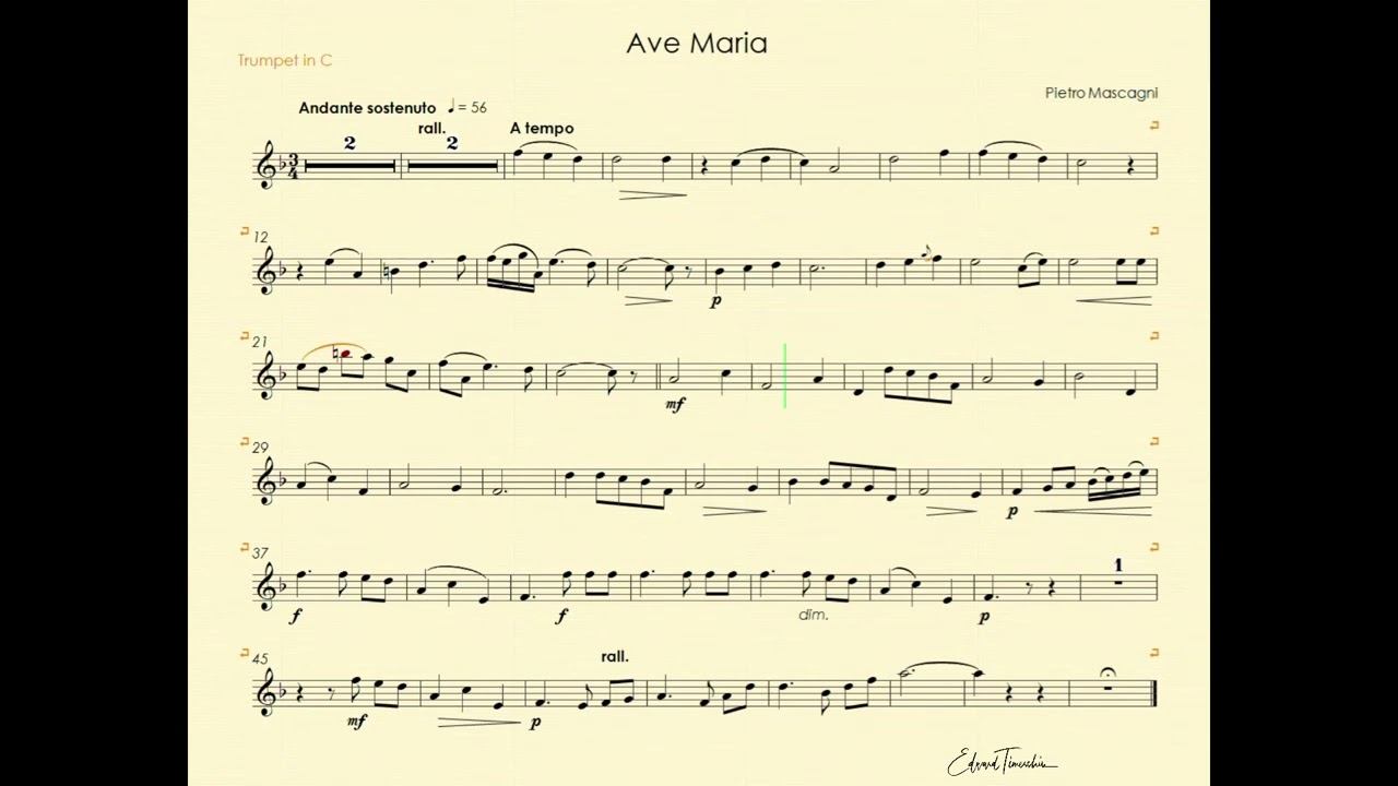 Mascagni, Pietro - Ave Maria ( Cavalleria Rusticana) - backing track for trumpet C metronom
