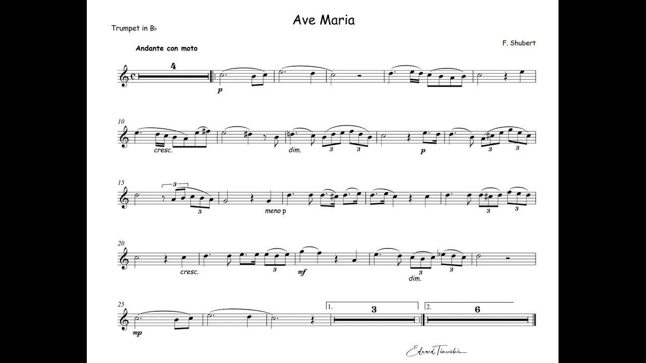 Schubert, Franz - Ave Maria - piano backing track for trumpet Bb