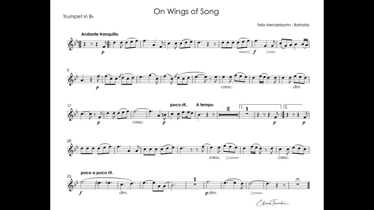 Mendelssohn - Auf Flugeln des Gesanges  - backing track for Bb instruments