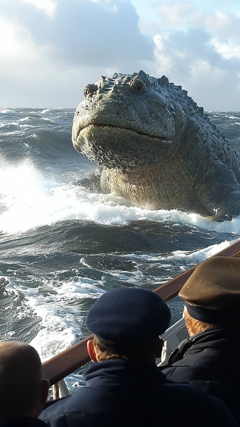 Неожиданная встреча с морской рептилией посреди моря