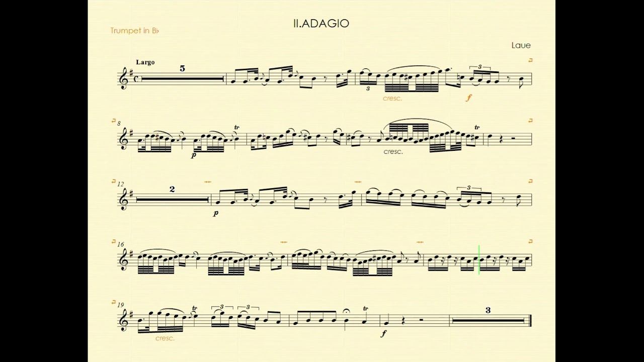 Laue - Trumpet concerto 2 movt. - Piano Backing track for trumpet Bb metronom