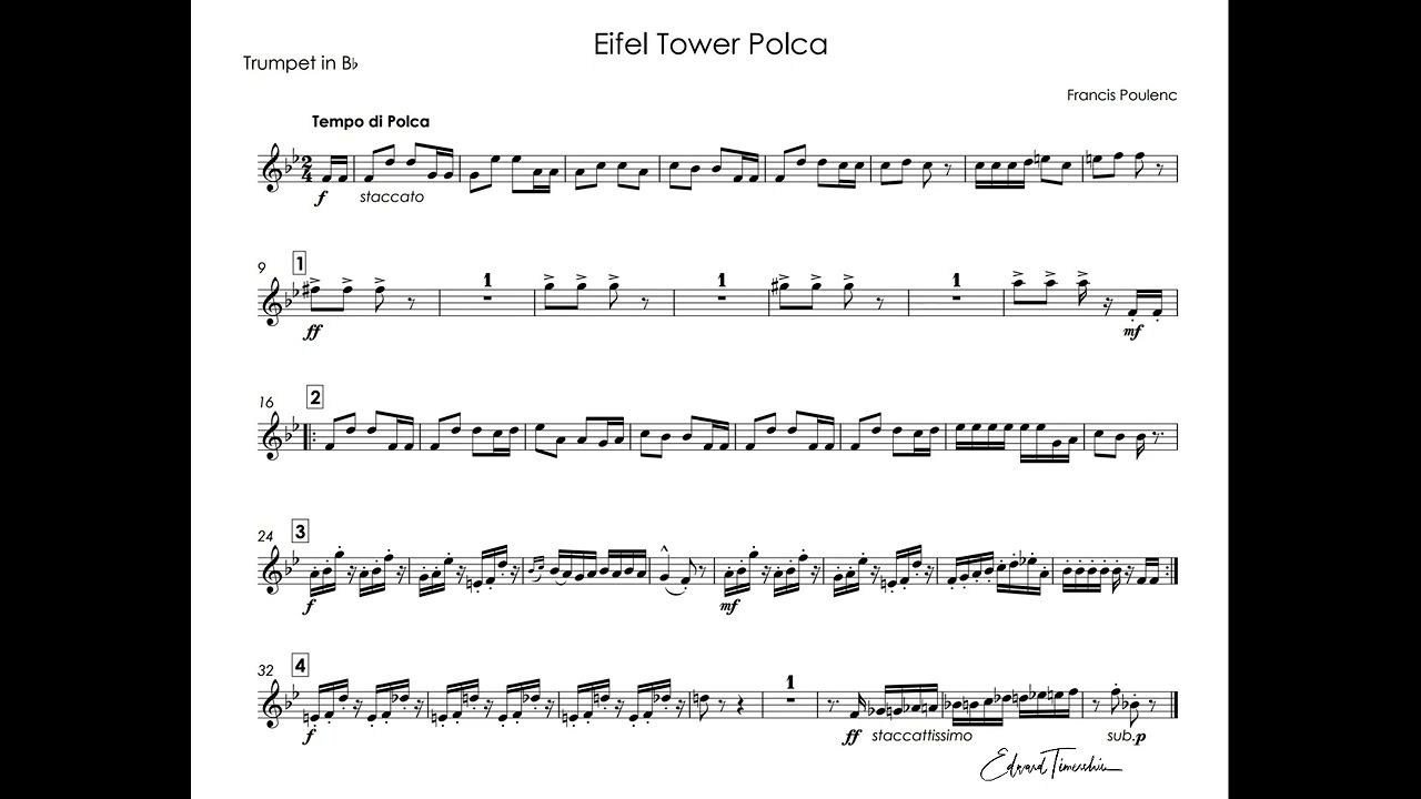 Poulenc, Francis - The Eiffel Tower Polka - Sergei Nakaryakov trumpet Bb