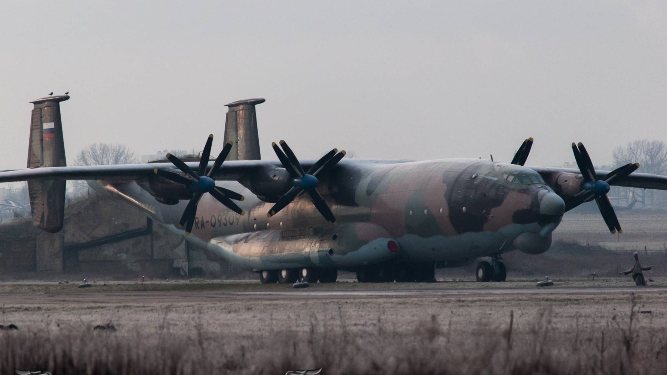 Самолёт-гигант Ан-22 Антей заходит на посадку прямо над городом
