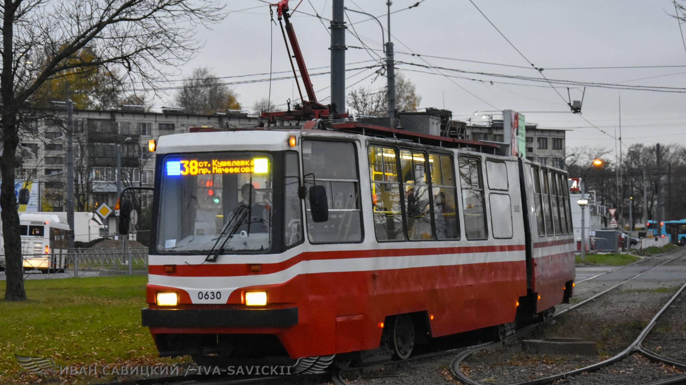 Трамваи ЛВС-86К на маршруте А в Северной столице