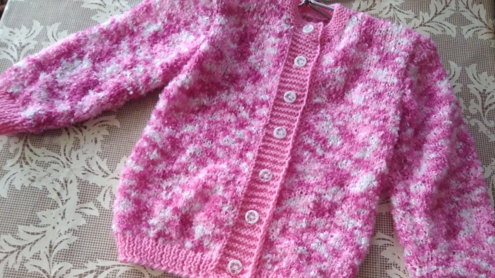 9 МК #Детская кофточка #из буклированной пряжи# "Карамелька"