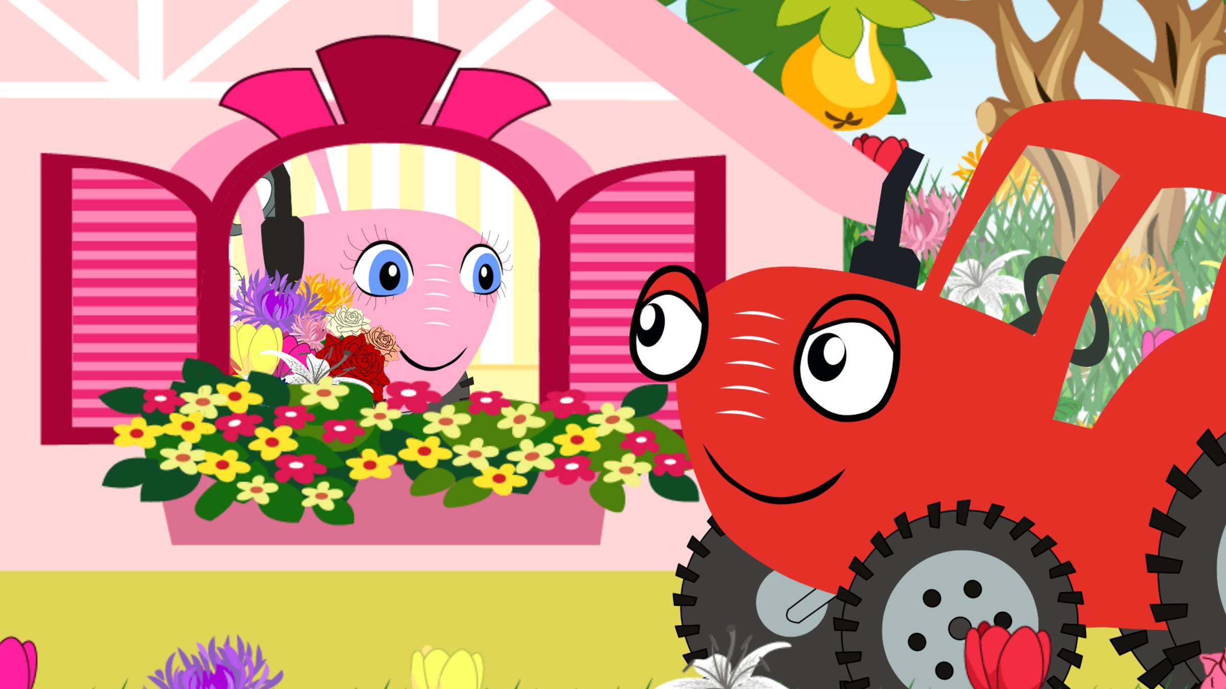 Цветы - ТракТЫРишкА. Тыр тыр трактор собирает букет для Ляли. Учим название цветов.