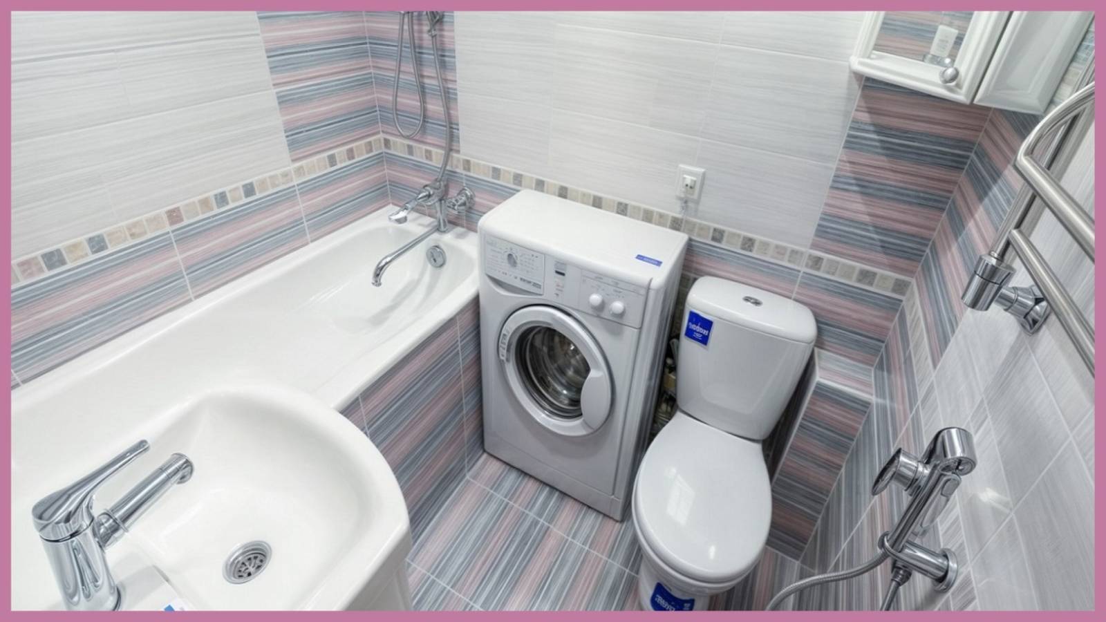 Маленькая ванная комната с туалетом и стиральной машиной 🛀🚽🧺