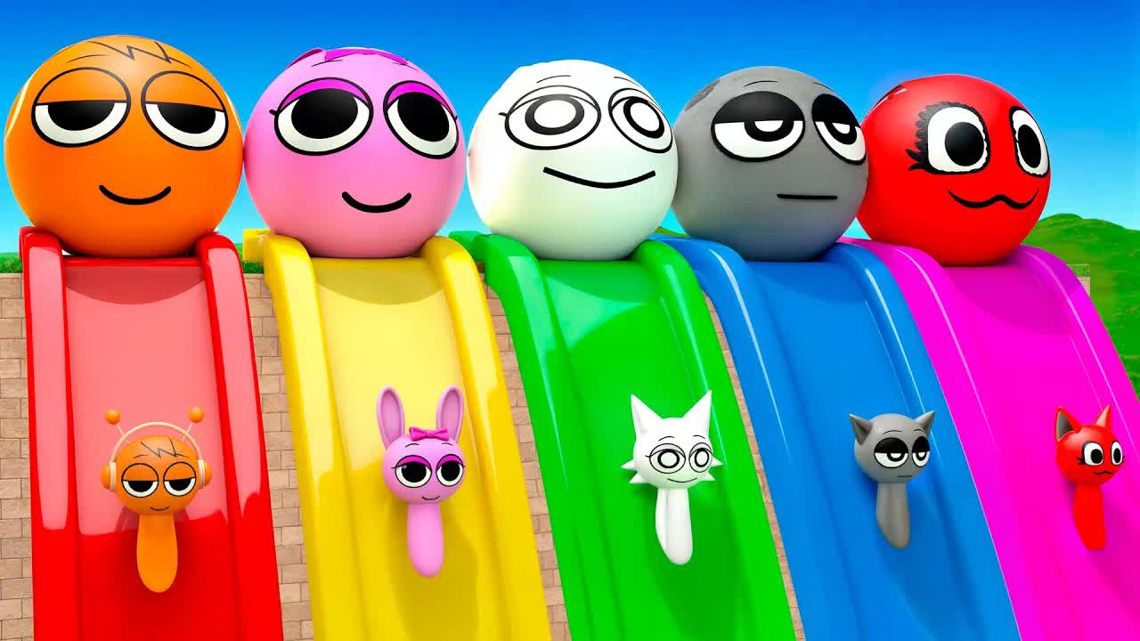 Игра с длинными слайдами с невероятной коробкой, Спрунки, Пинки, Орен Грей, Венда Мруна, 3d-игра