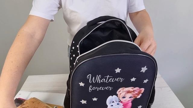 Ранец школьный, Феникс+, 27,5x37,5x14,5 см, полиэстер, ЭВА-панель, сублимационная печать, глиттер