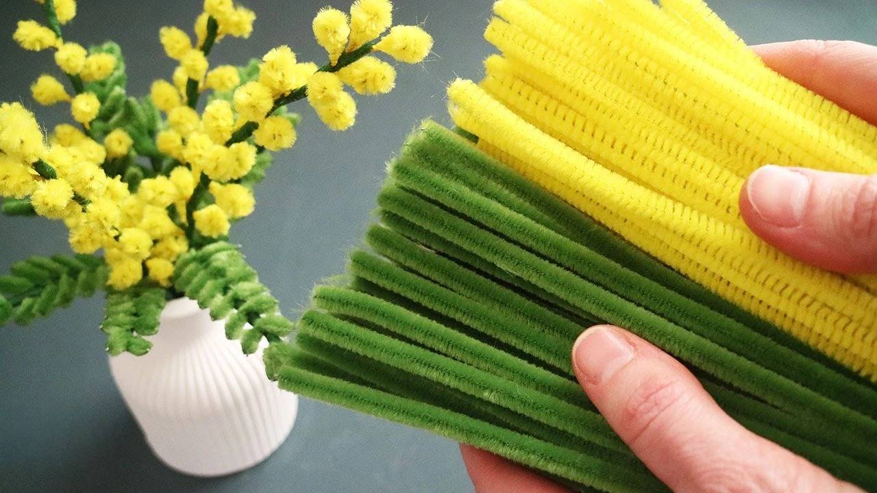 Цветы своими руками 💐 МИМОЗА из проволоки за 5 минут!