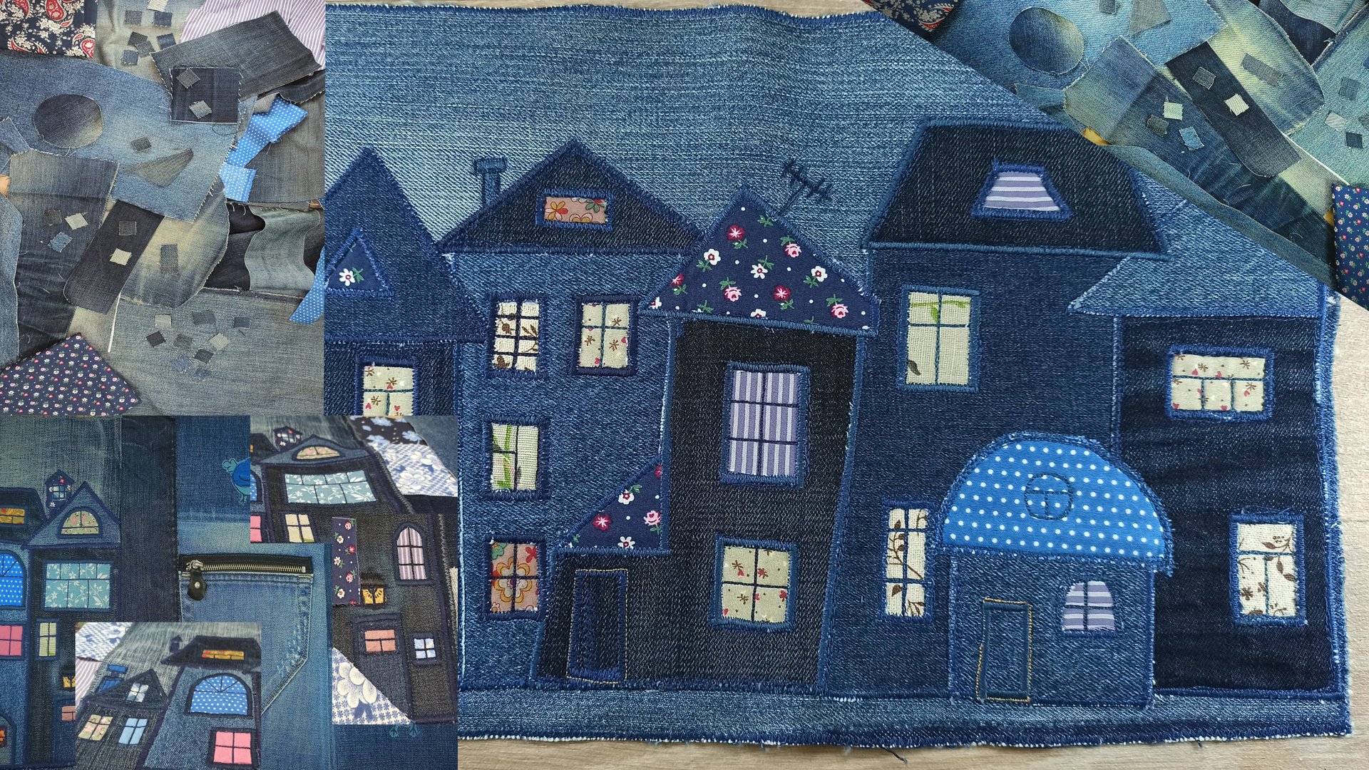 Легко и просто из небольших лоскутков ткани. Текстильная аппликация на швейной машинке.